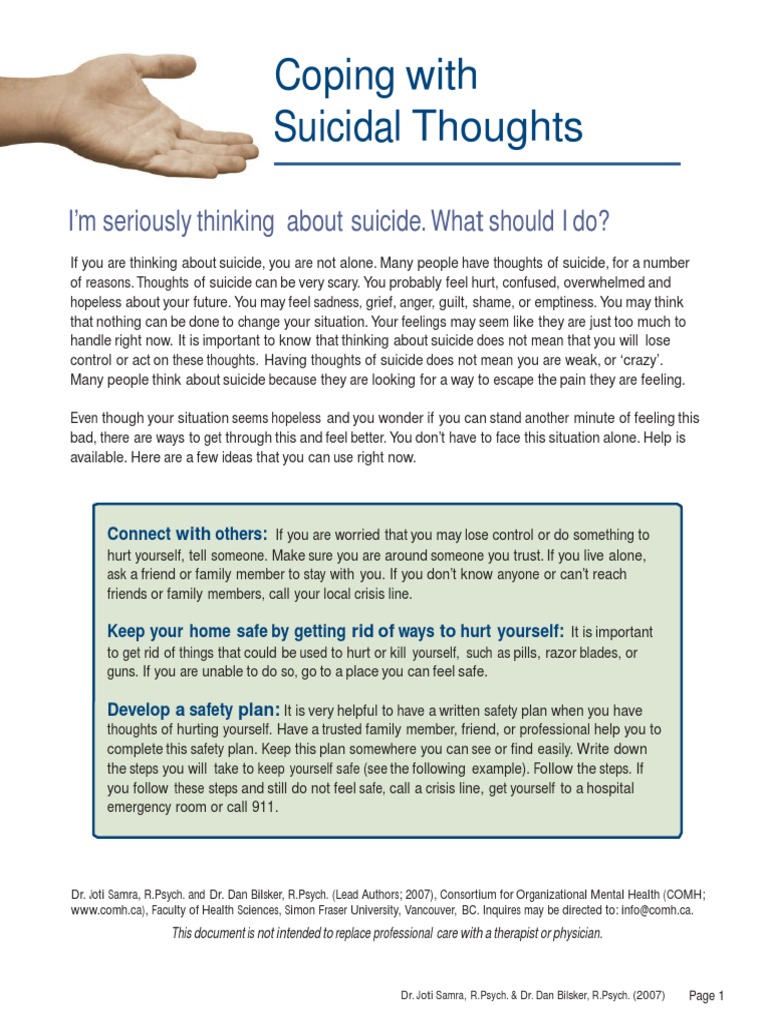 Coping with Suicidal Thoughts Guide | PDF