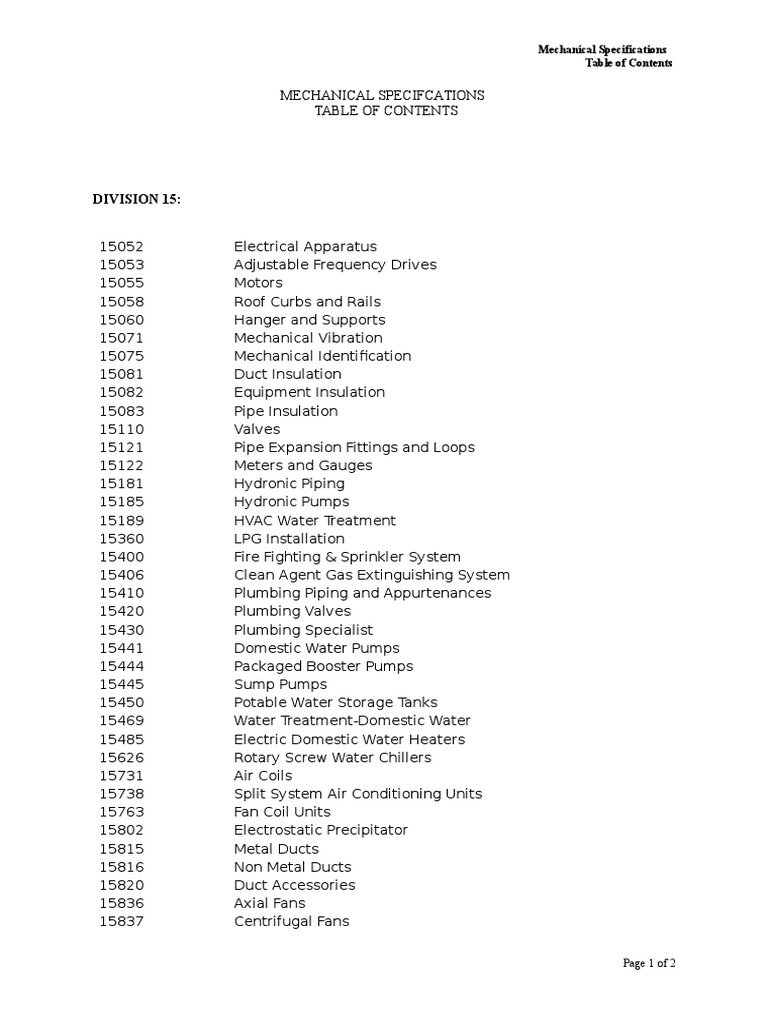 Mechanical Specifications TOC | PDF