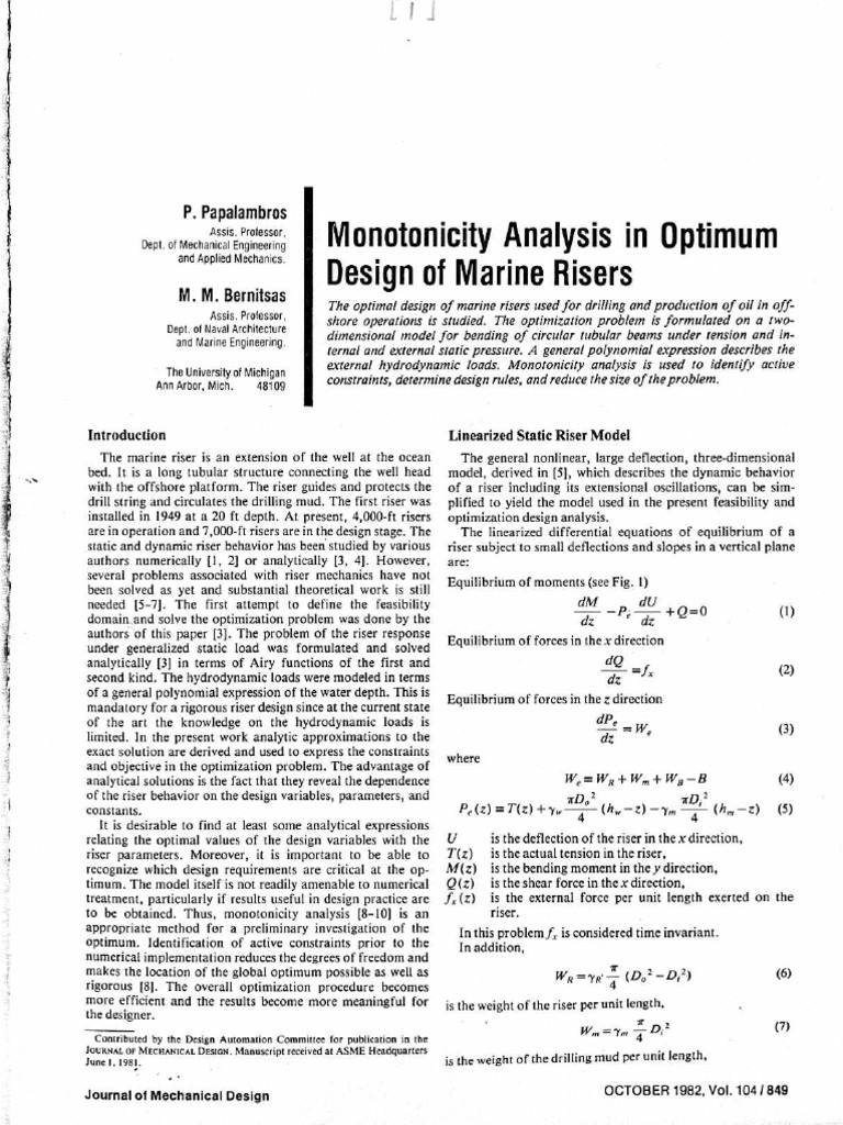 Optimum Design of Marine Risers | PDF