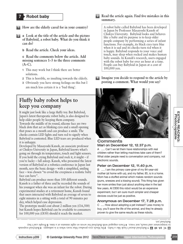 Extra Reading Unit 7. Robot Baby | PDF | Infants | Robot