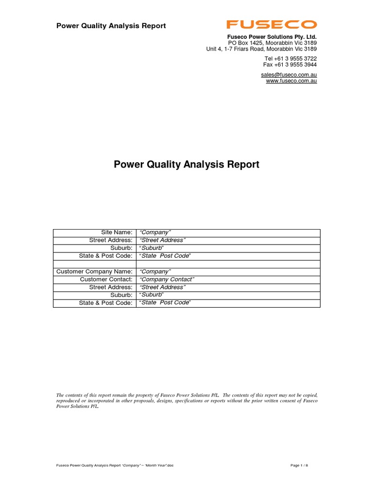 Power Quality Analysis Report Summary | PDF | Ac Power | Electric Power