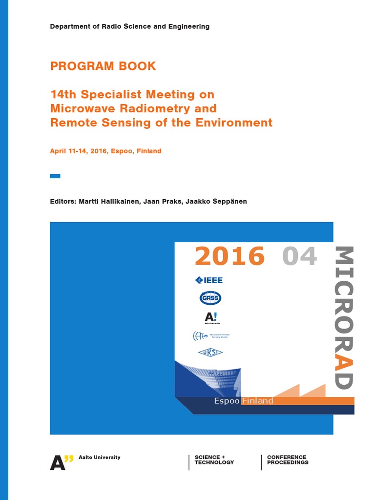 MicroRad2016 Program Book | PDF | Precipitation | Earth Sciences