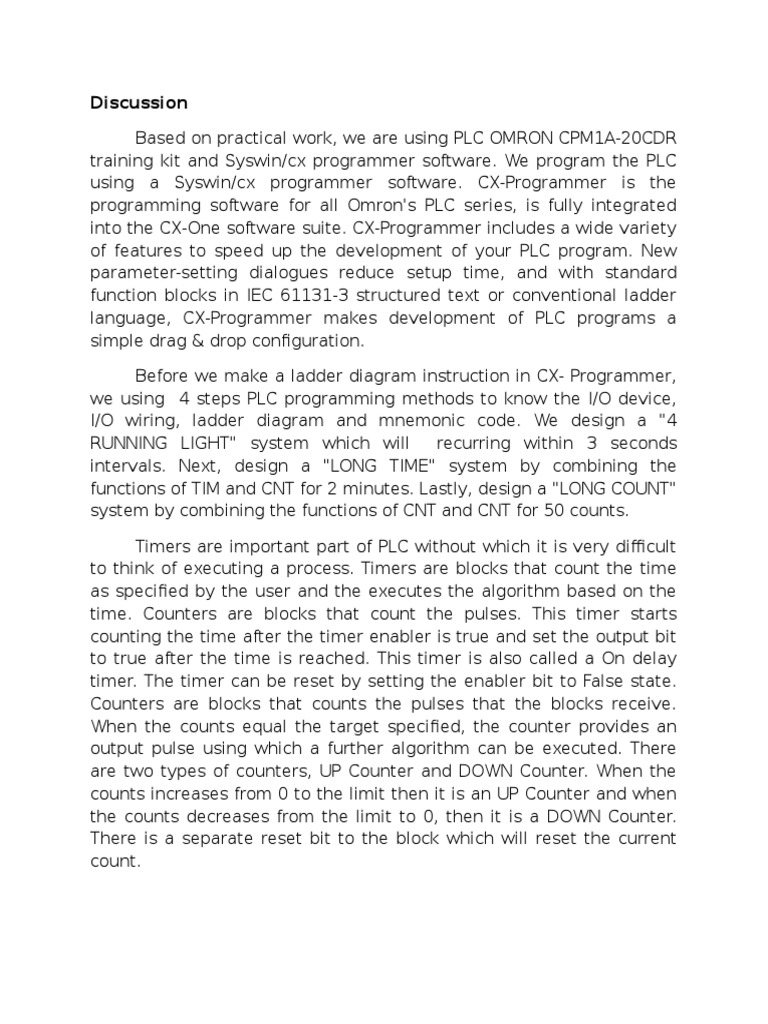 Discussion Lab3c Plc Pdf Timer Computer Programming