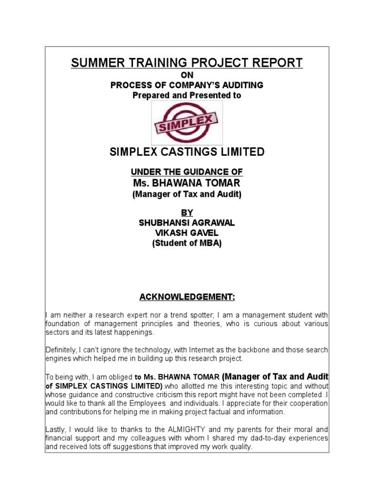 Introduction of Simplex Castings | PDF | Internal Audit | Audit