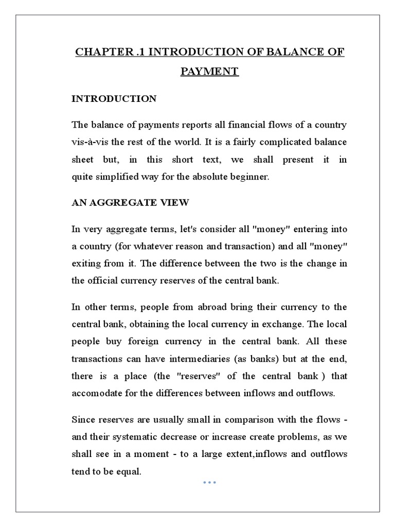 Chapter .1 Introduction of Balance of Payment | Download Free PDF ...
