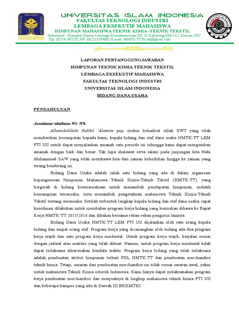 Contoh Format LPJ | PDF | Karier & Perkembangan | Seni