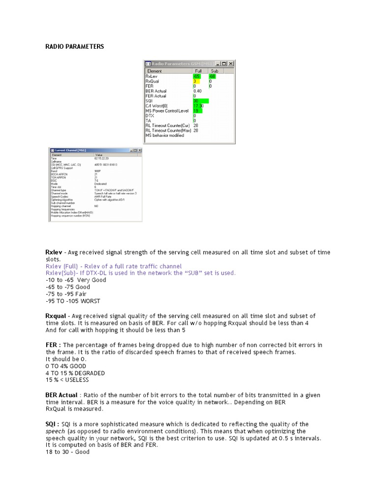 2g Radio Parameters | PDF | Radio | Telecommunications Engineering