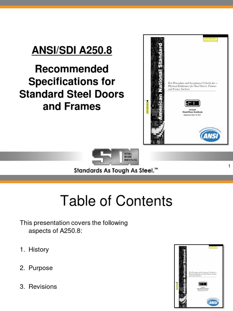 ANSI-SDI A250.8 Overview PDF | PDF | Specification (Technical Standard ...