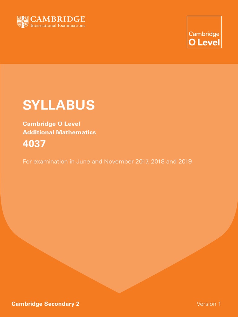 Additional Mathematics 4037 Syllabus Updated | PDF