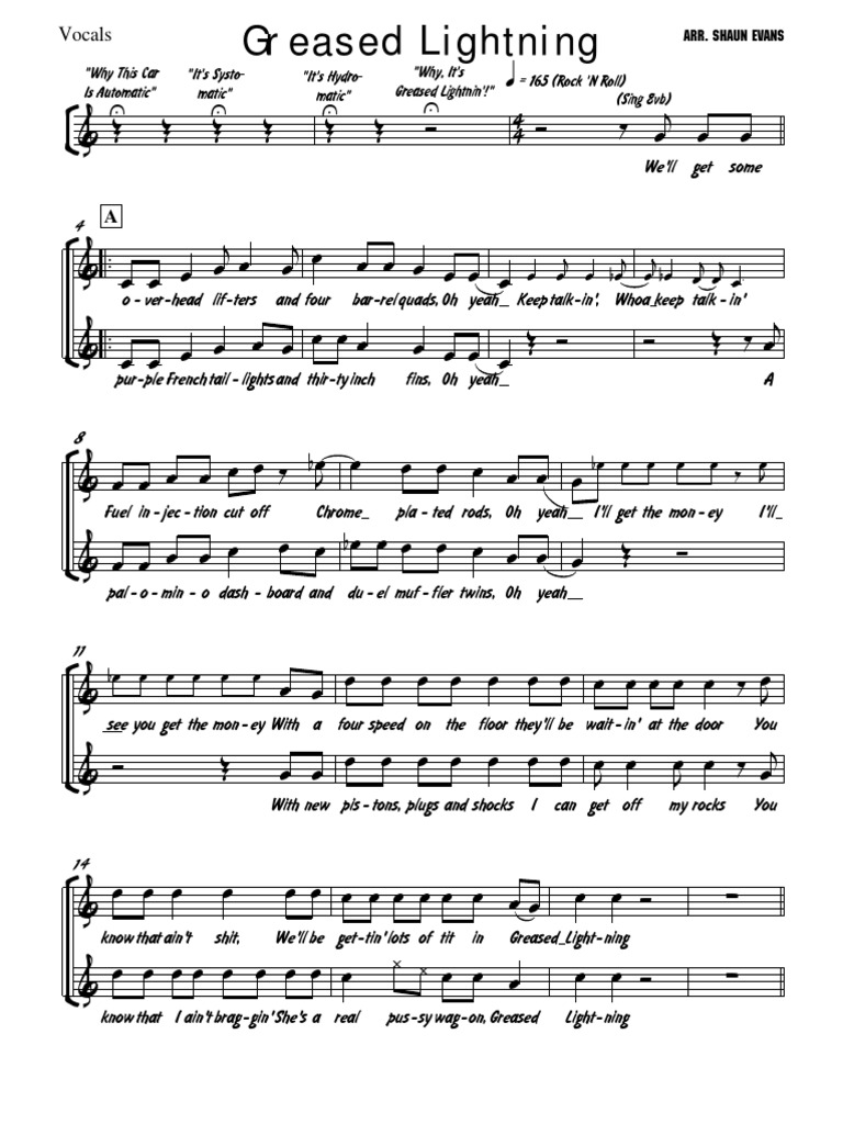 Greased Lightning (3 Horn) | PDF | Popular Music | Leisure
