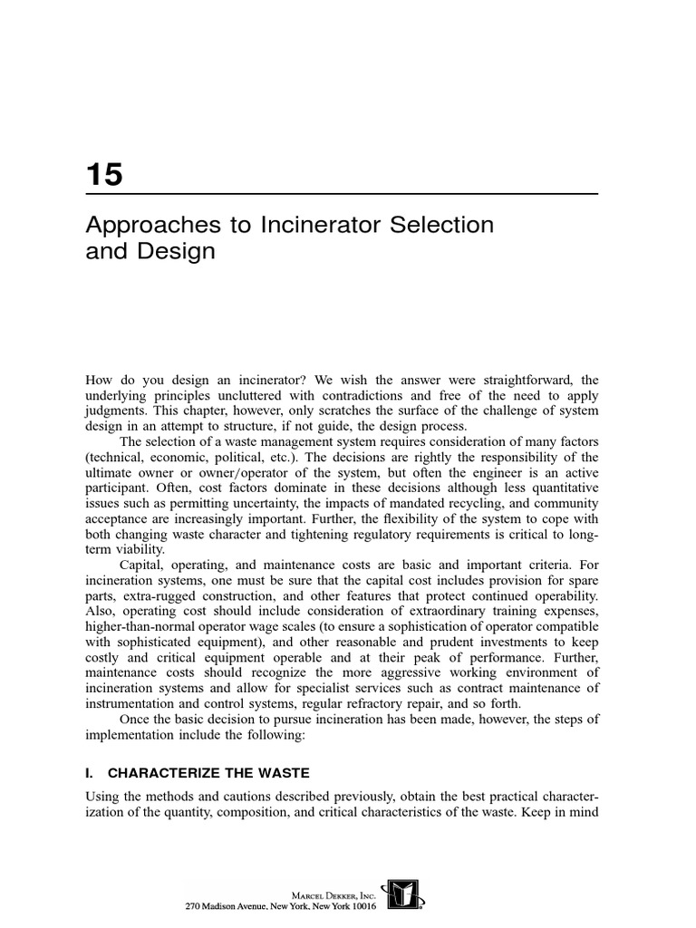 Approaches To Incinerator Selection and Design | PDF | Incineration ...