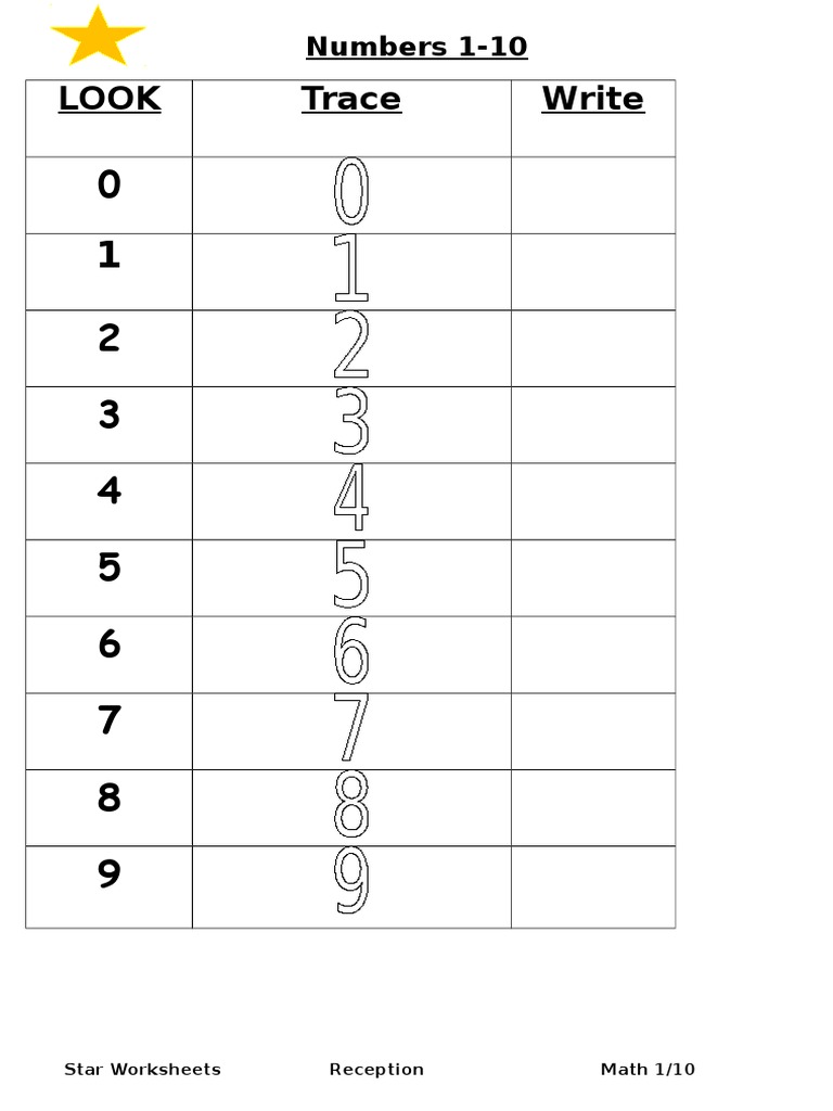 Look Trace Write: Numbers 1-10 | PDF