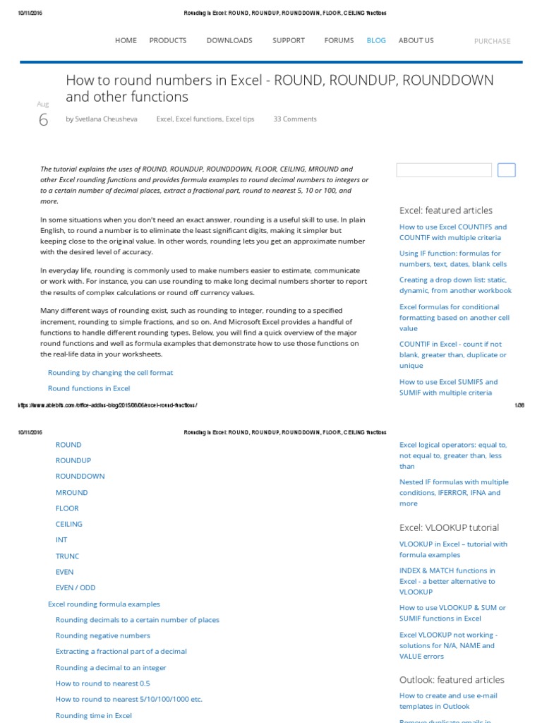 Rounding in Excel - Round, Roundup, Rounddown, Floor, Ceiling Functions | PDF | Rounding ...