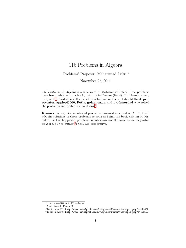 116 Problems in Algebra - Functional Equations | Download Free PDF | Equations | Function ...