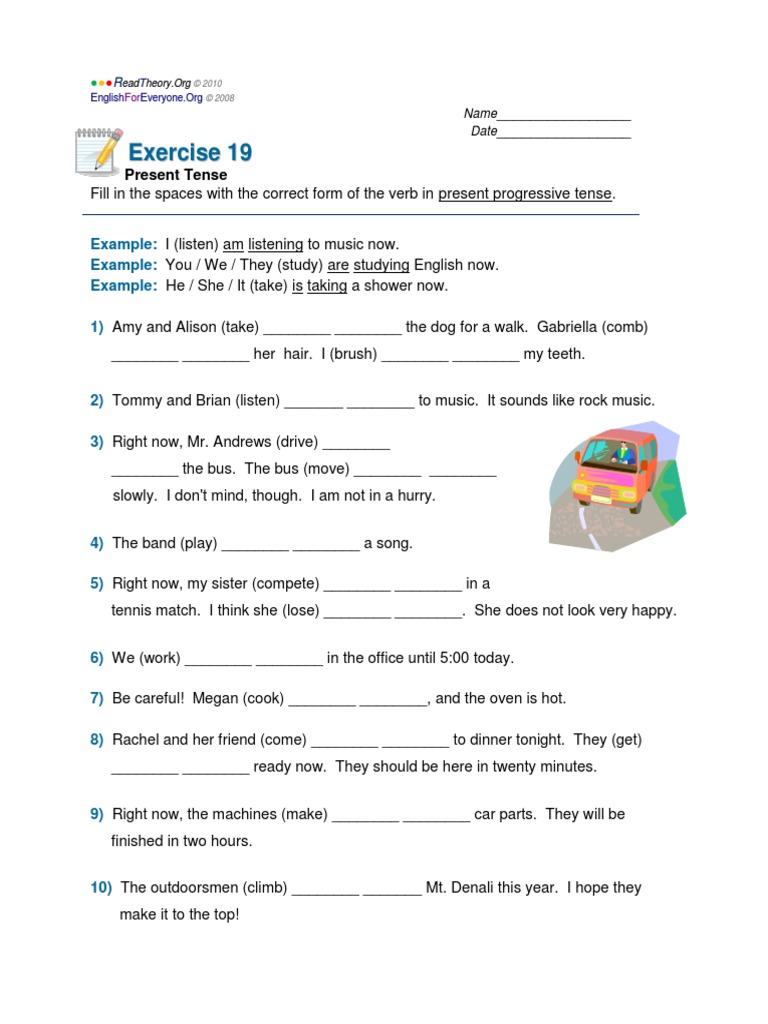 Present Tense Exercise 19 PDF | PDF