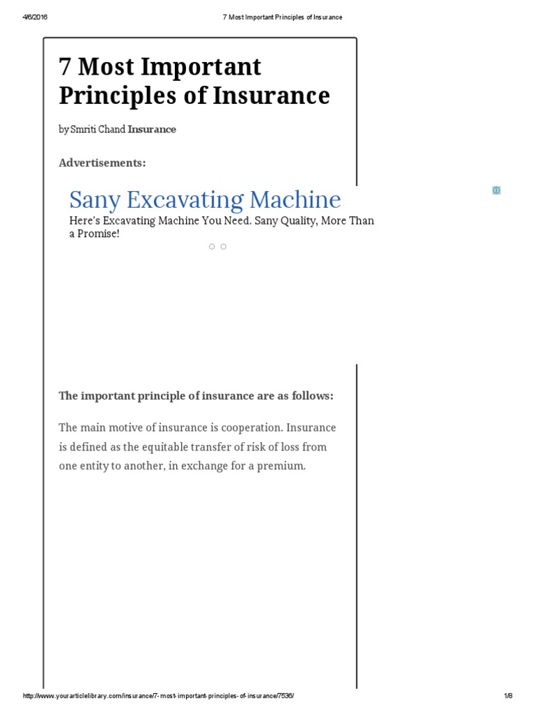 7 Most Important Principles of Insurance PDF | PDF | Subrogation ...
