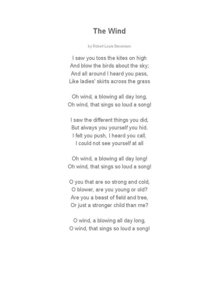 The Wind: by Robert Louis Stevenson | PDF