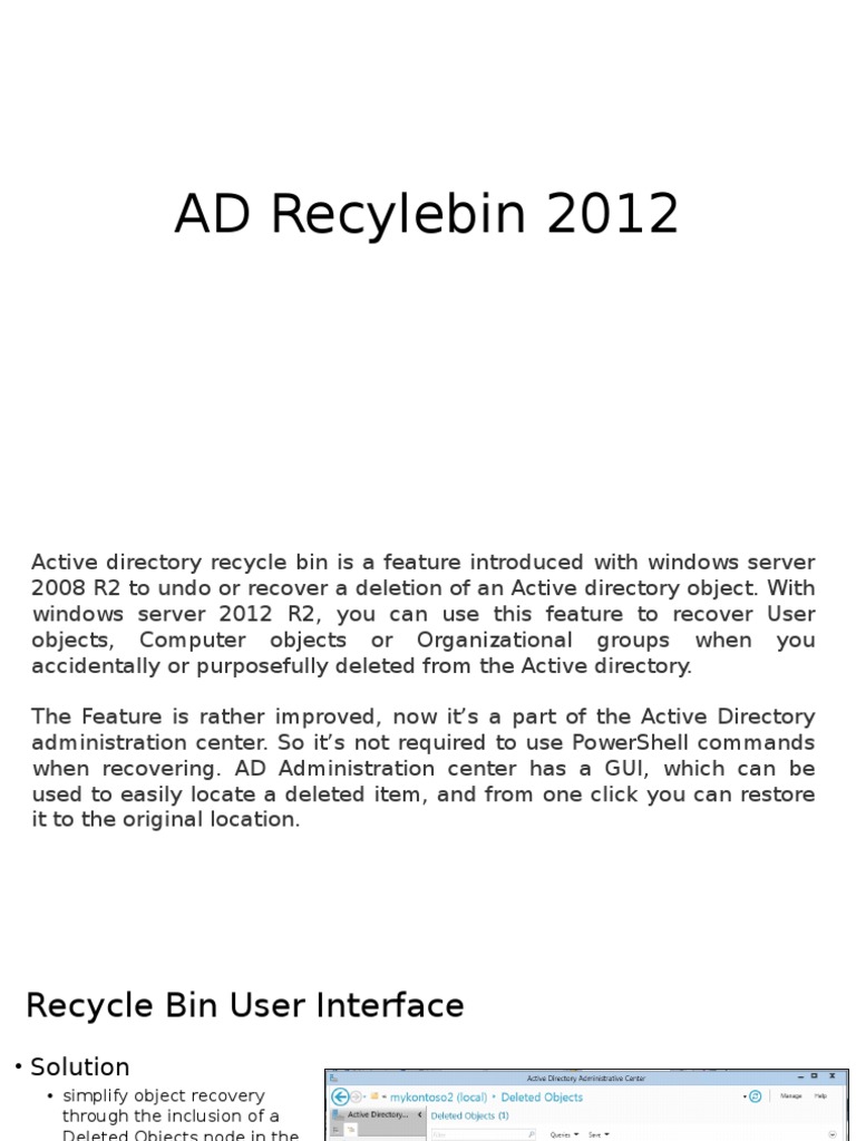 AD Recycle Bin | PDF