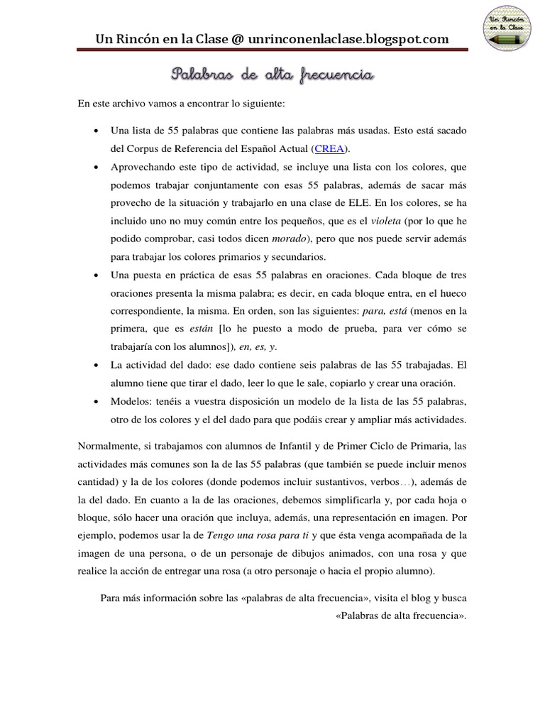 Palabras de Alta Frecuencia | PDF
