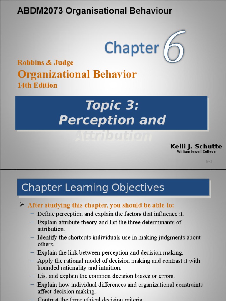 Organizational Behavior: Topic 3: Perception and Attribution | PDF ...