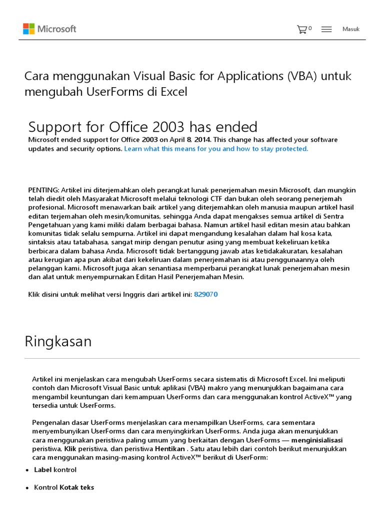 Cara Menggunakan Visual Basic For Applications (VBA) Untuk Mengubah UserForms Di Excel PDF | PDF ...