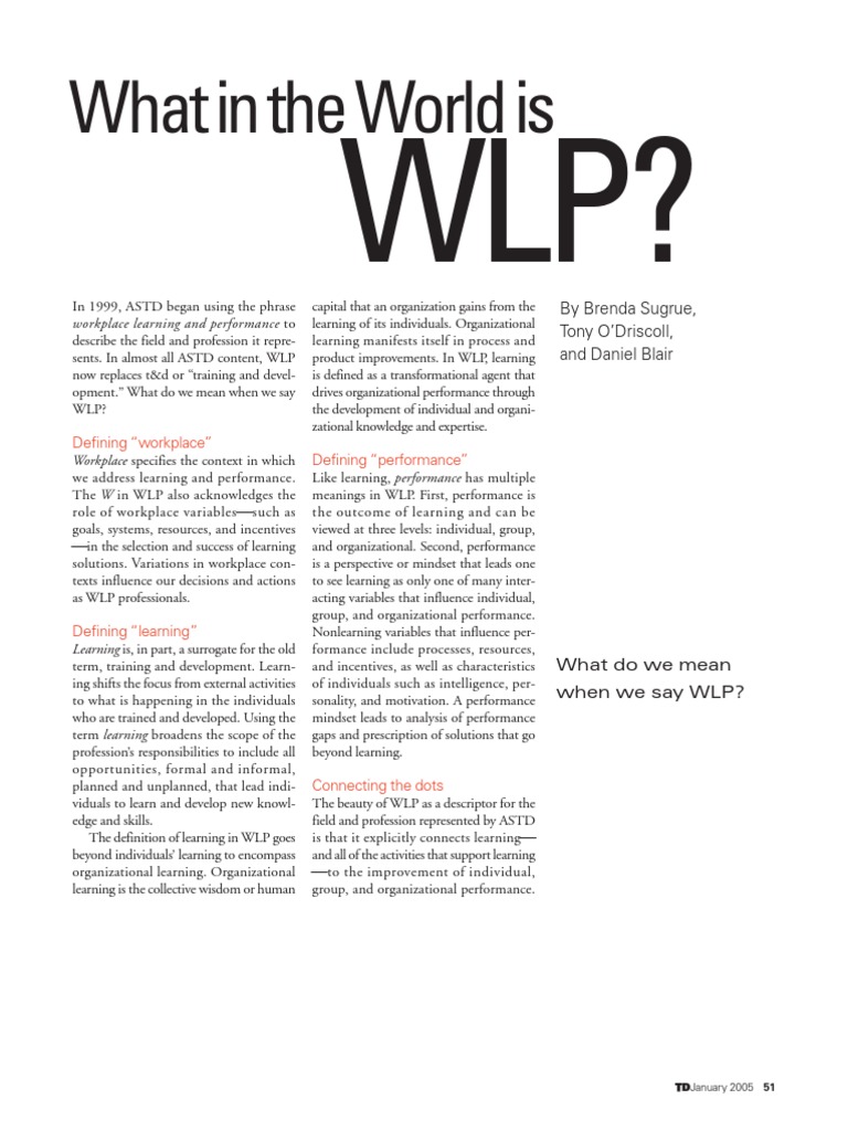 ASTD WLP Definition and Diagram 2 | PDF | Strategic Management | Motivation