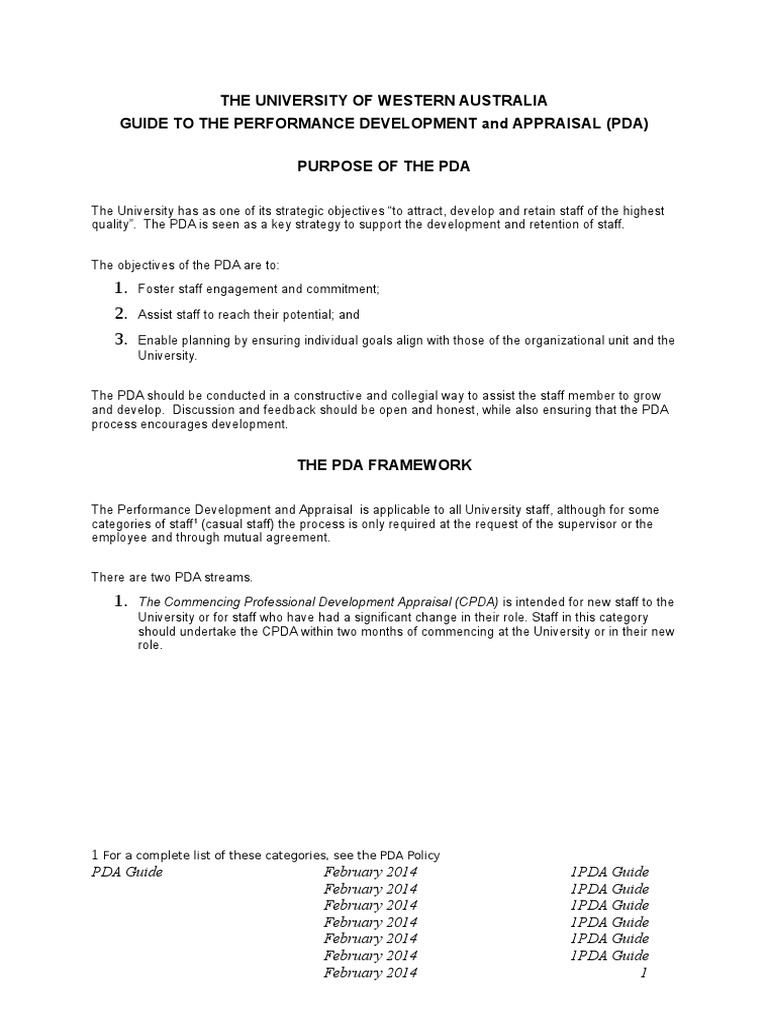 PDA Guide Jan15 | PDF | Performance Appraisal | Leadership