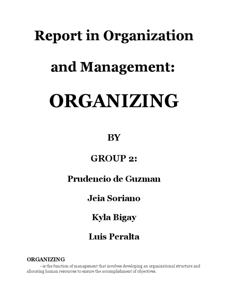 Report in Organization and Management:: Organizing | PDF