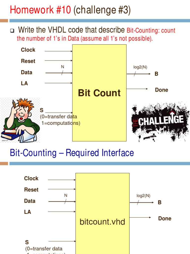 Write The VHDL Code That Describe: Bit Count | PDF | Vhdl | Digital Electronics