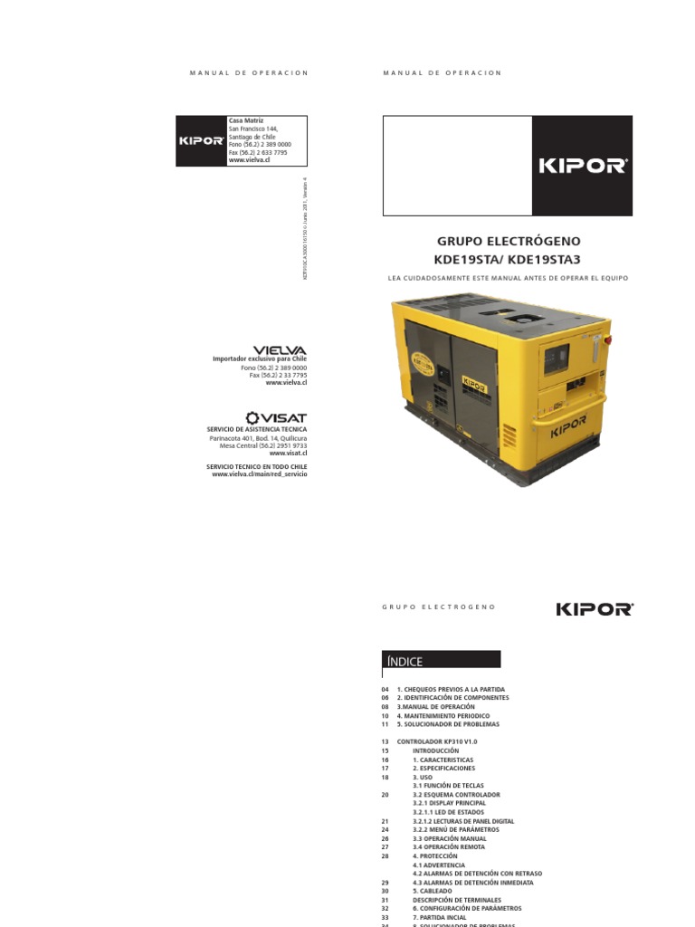 Manual - KDE19STA Generador Kiport PDF | PDF | Generador eléctrico | Batería (electricidad)