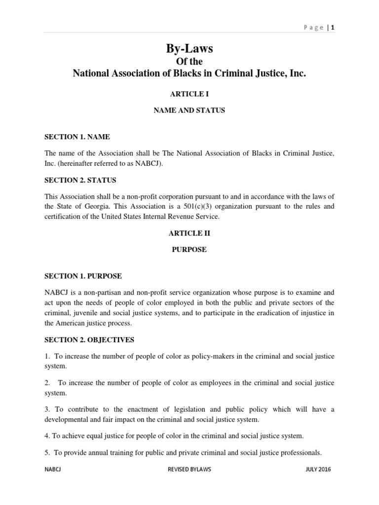 NABCJ National ByLaws (July 2016) | PDF | Committee | Board Of Directors