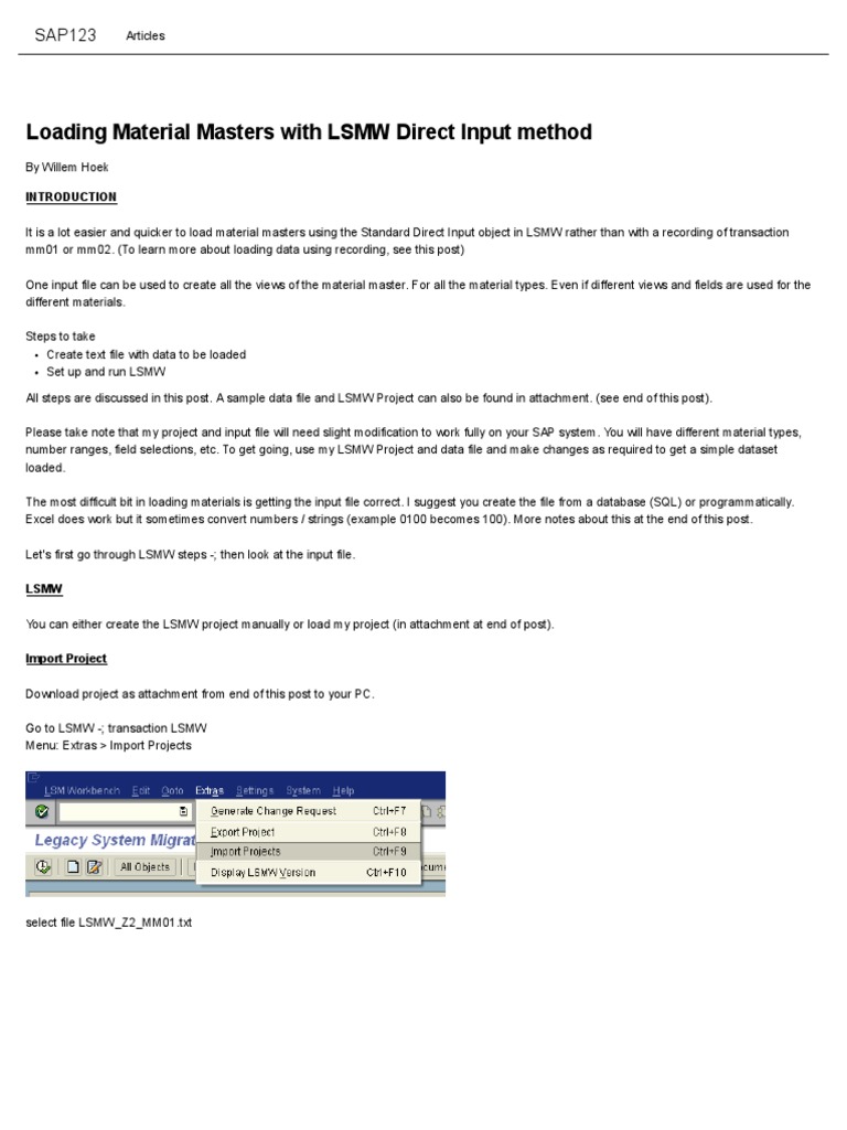 SAP123 - Loading Material Masters With LSMW Direct Input Method | PDF | Software Engineering ...