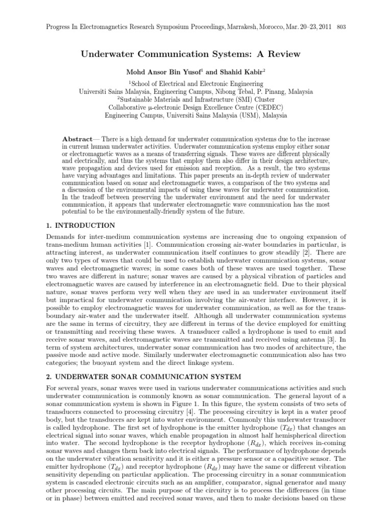Underwater Communication Systems: A Review: DX DX | Download Free PDF | Sonar | Communications ...