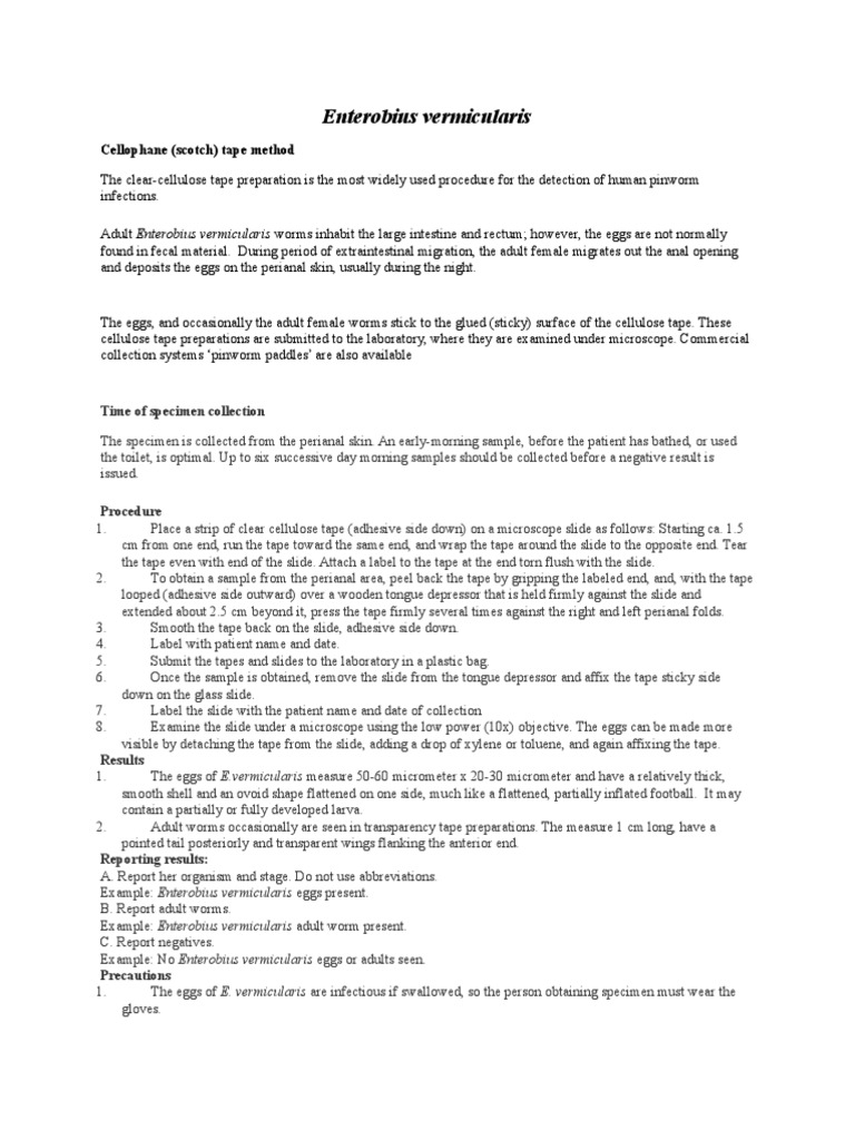 Pinworm Scotch Tape Test