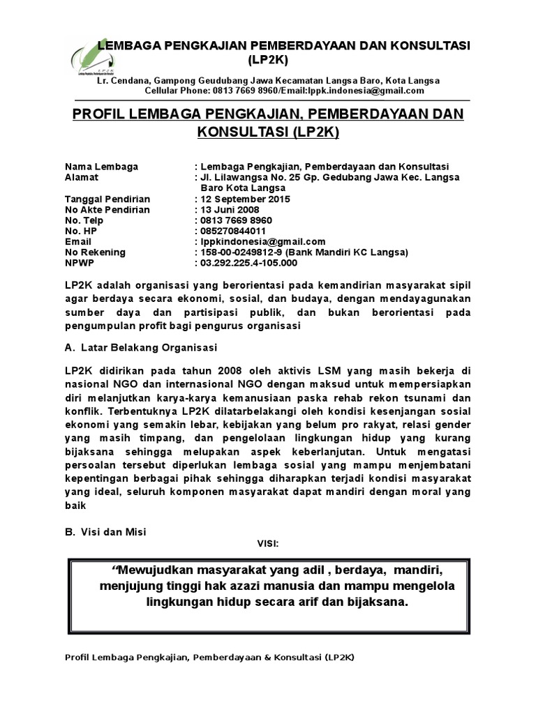 Profil Lp2k | PDF | Karier & Perkembangan