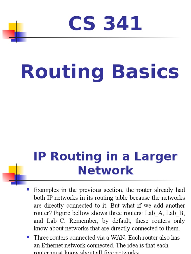 Lecture 7 Routing Basics Pdf Routing Router Computing