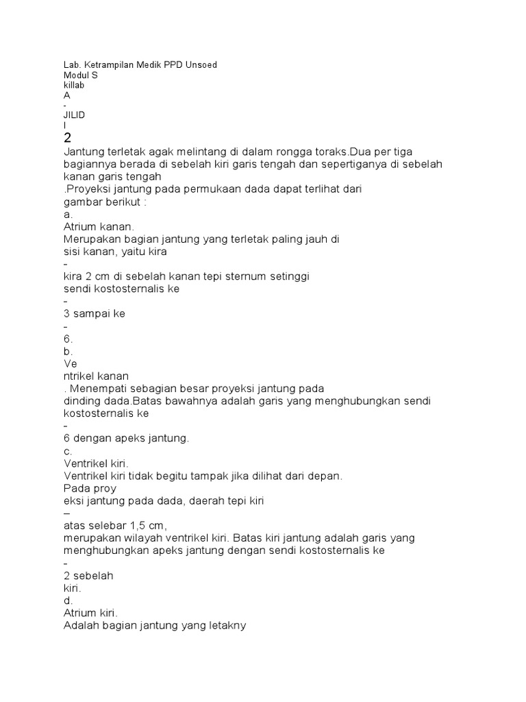 Lab. Ketrampilan Medik PPD Unsoed Modul S Killab A - Jilid I | PDF