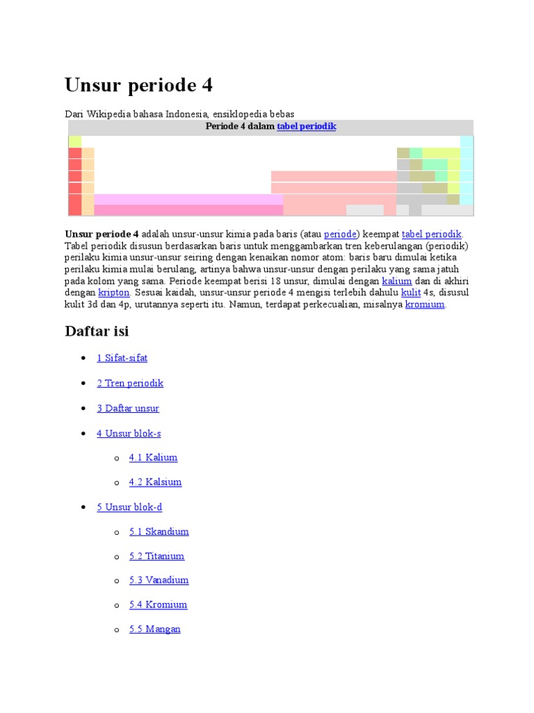 Unsur Kimia Periode 4 | PDF | Seni