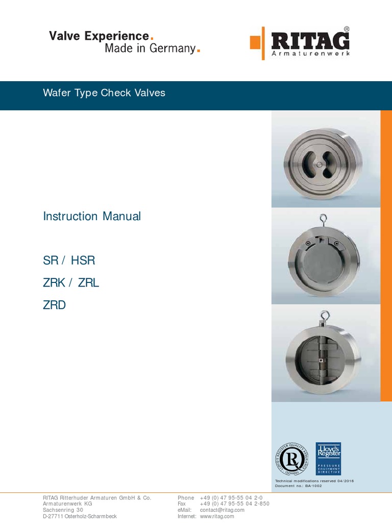 Instruction - Swing Check Valve | PDF | Valve | Pipeline Transport