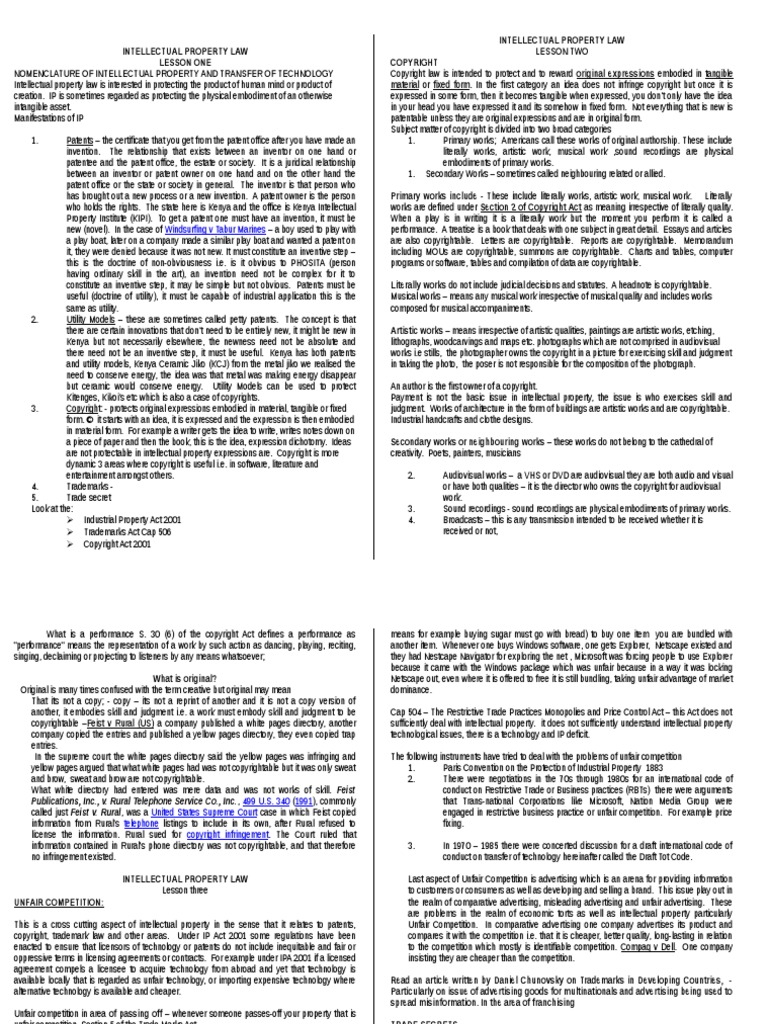 Intellectual Property Law Lectures | PDF | Intellectual Property | License