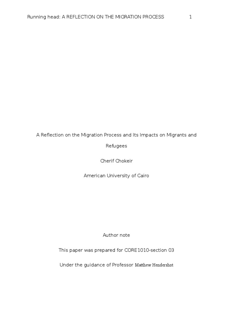 A Reflection On The Migration Process and Its Impacts On Migrants and ...