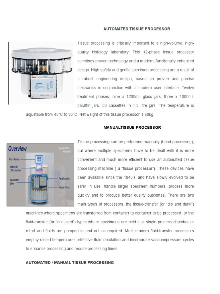 Automated Tissue Processor | Fixation (Histology) | Histology