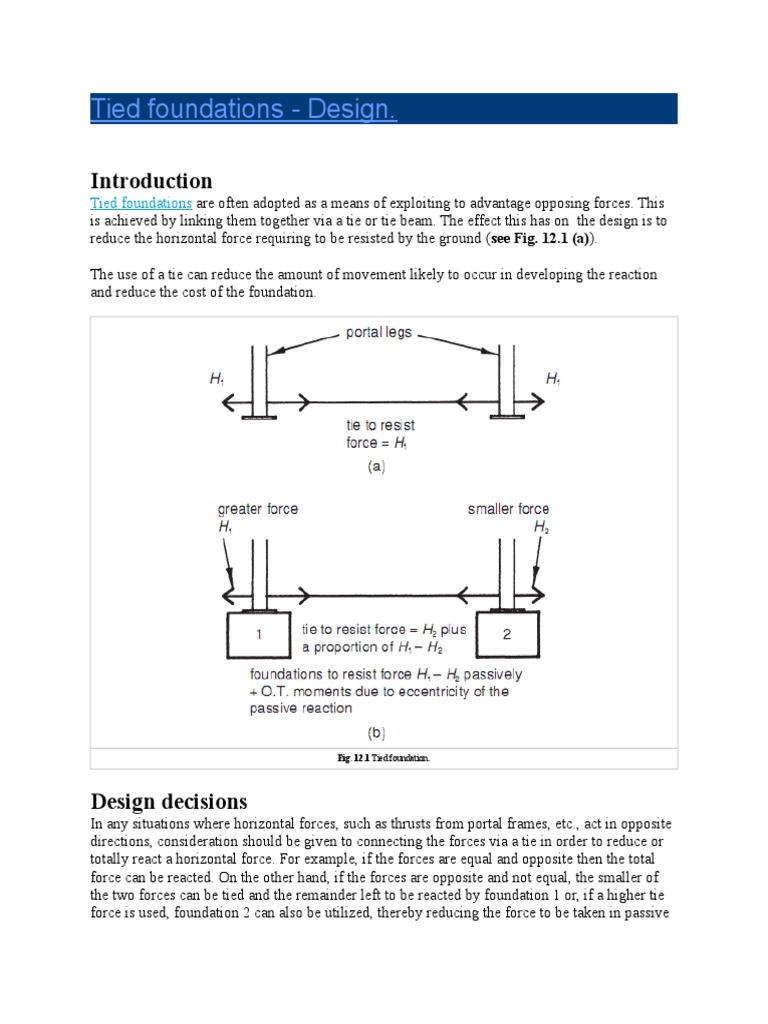 Tied Foundations-Portal Frame | PDF | Beam (Structure) | Force