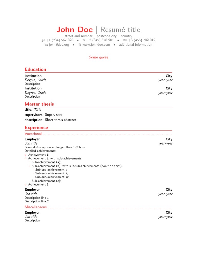 John Doe: - Resumé Title | PDF | Further Education