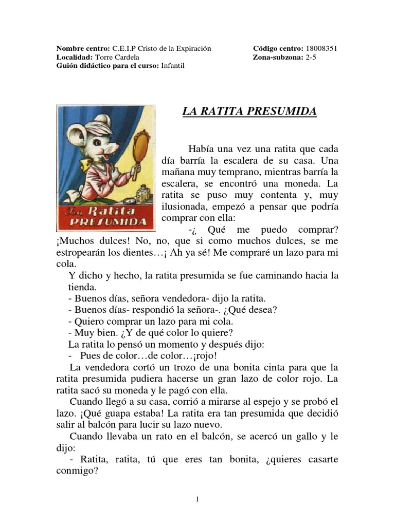 Cuento La Ratita Presumida | PDF