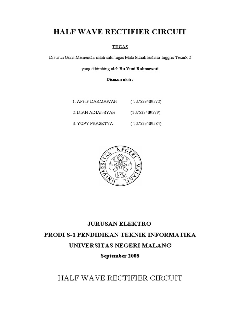 Half Wave Rectifier Circuit Overview | PDF