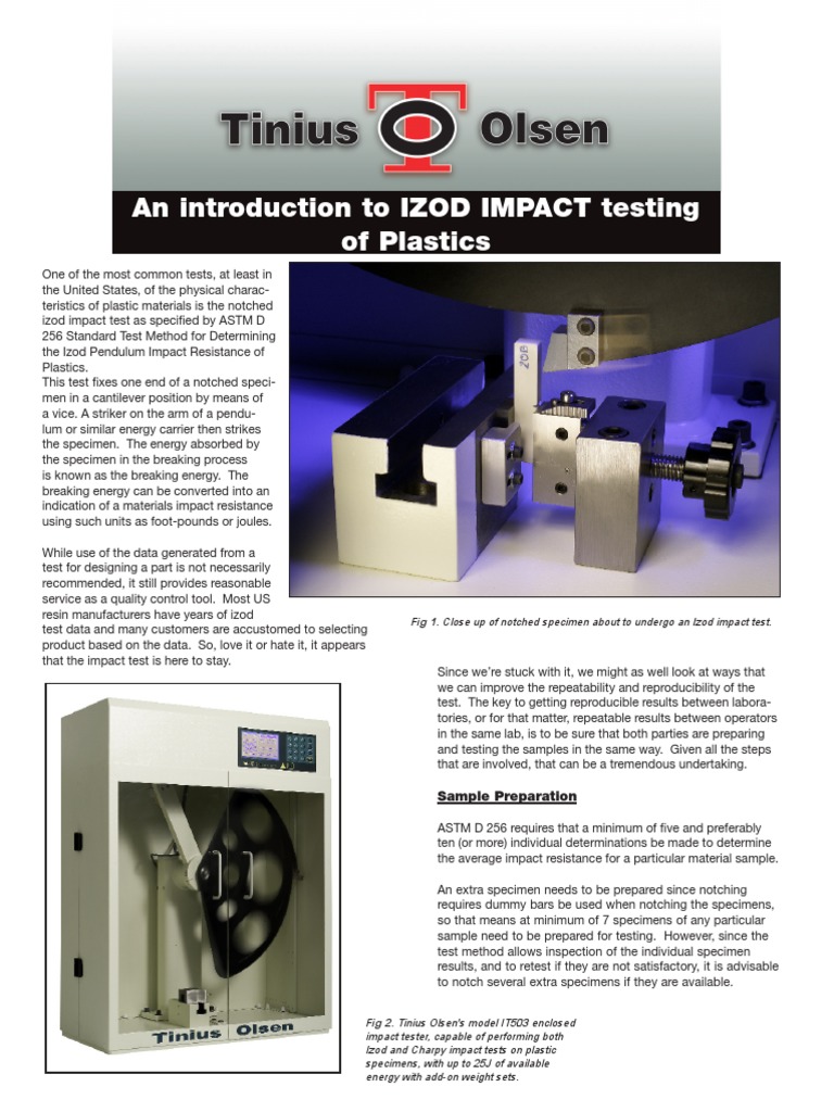 An Introduction To IZOD IMPACT Testing of Plastics: Sample Preparation ...
