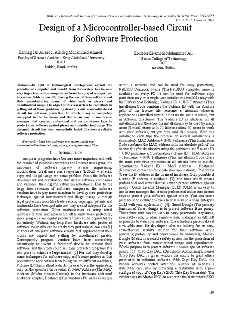 Design of A Microcontroller-Based Circuit For Software Protection | PDF | Installation (Computer ...