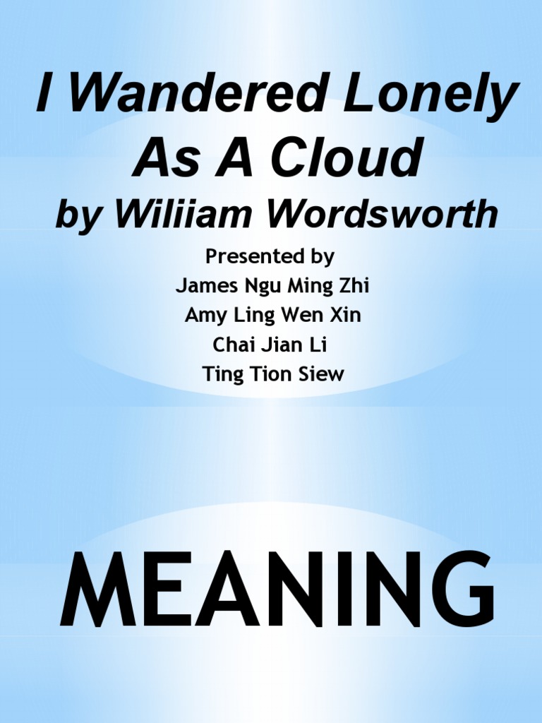 Analysis of "I Wandered Lonely as a Cloud" | PDF | Poetry