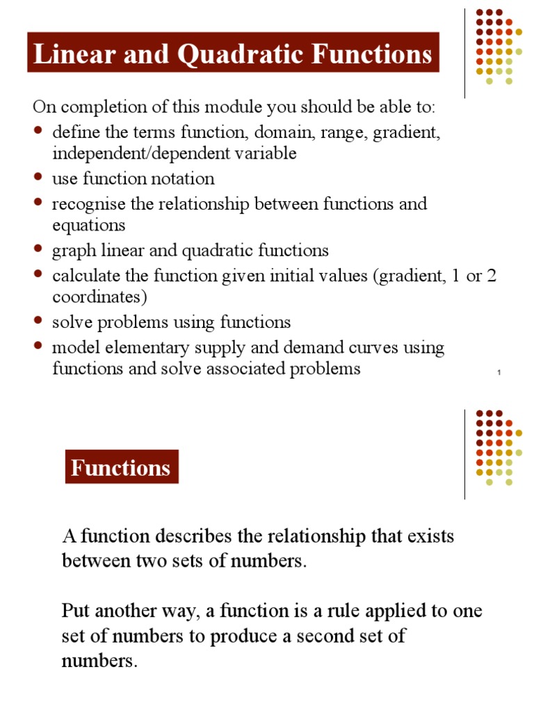 Linear and Quadratic Functions | PDF